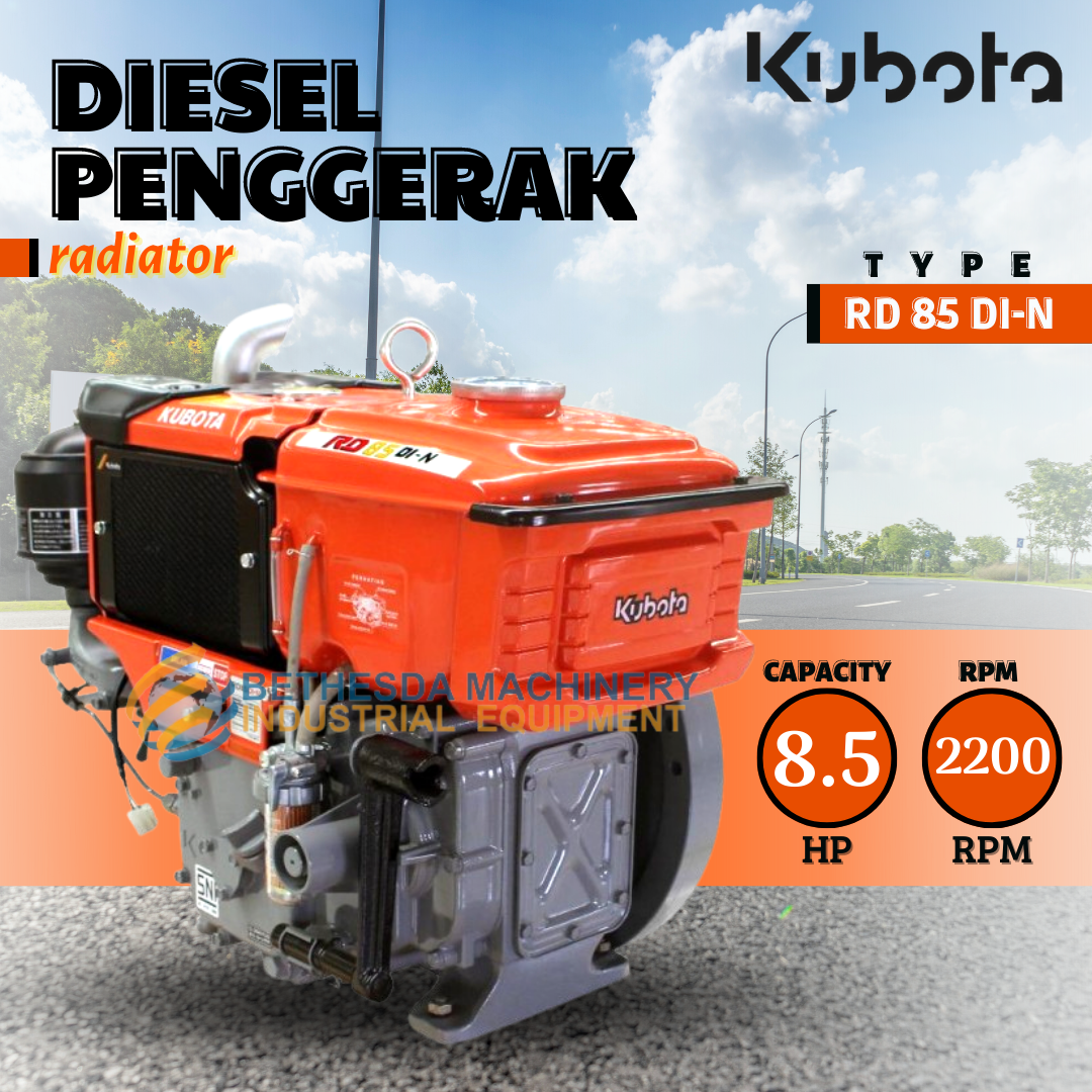 Mesin Diesel Kubota RD 85 DI-N penggerak 8.5Hp / 8.5Pk Radiator ...