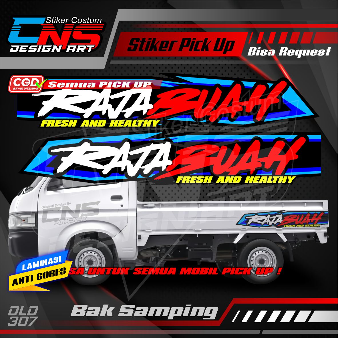 Stiker Decal RAJA BUAH Variasi Bak Samping Sepasang All Pick Up L300 ...