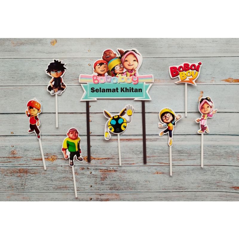 satu set cake topper hiasan kue hiasan nasi tumpeng tema selamat ...