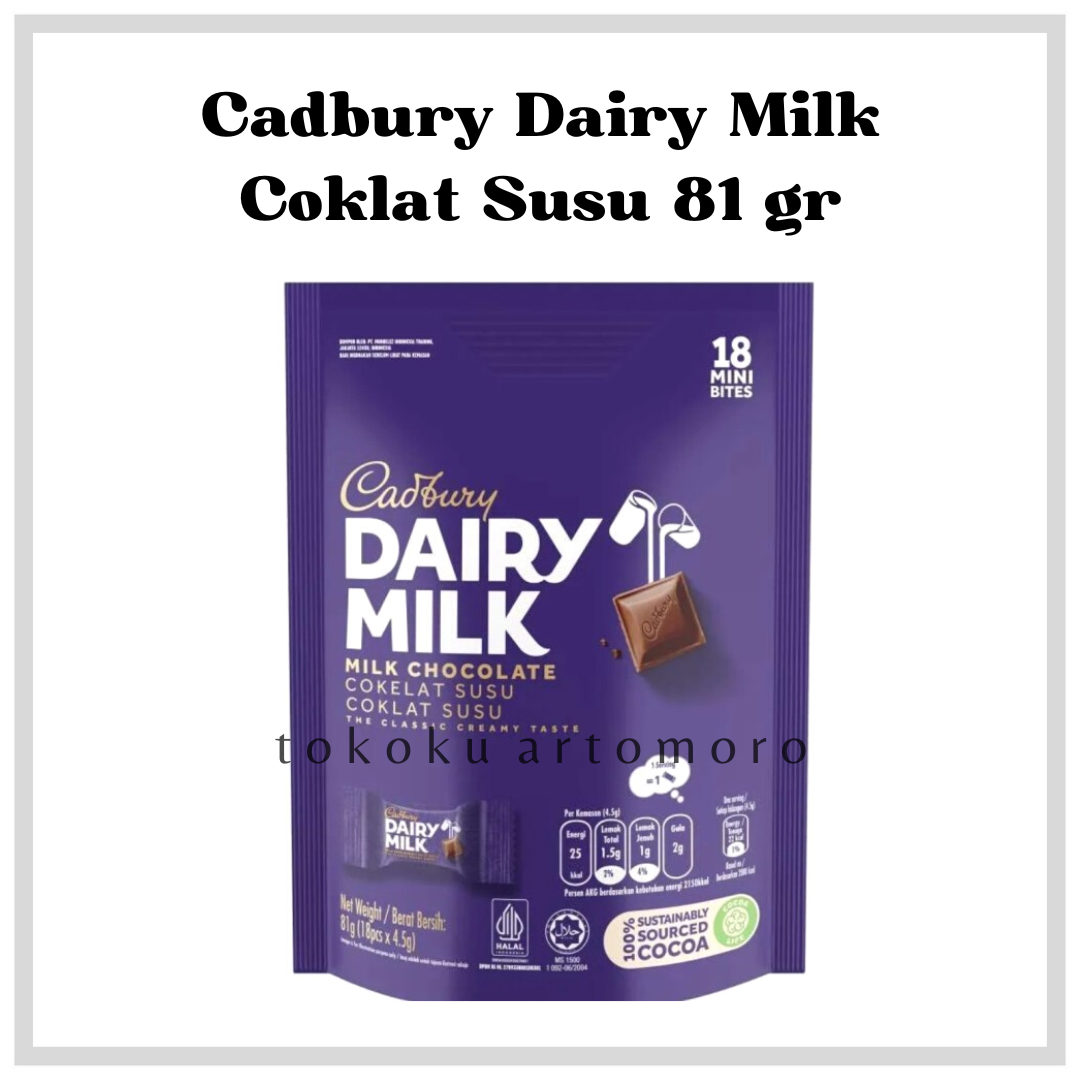Cadbury Dairy Milk 81 gram - Coklat Susu Kemasan Pouch Isi 18 Pcs ...