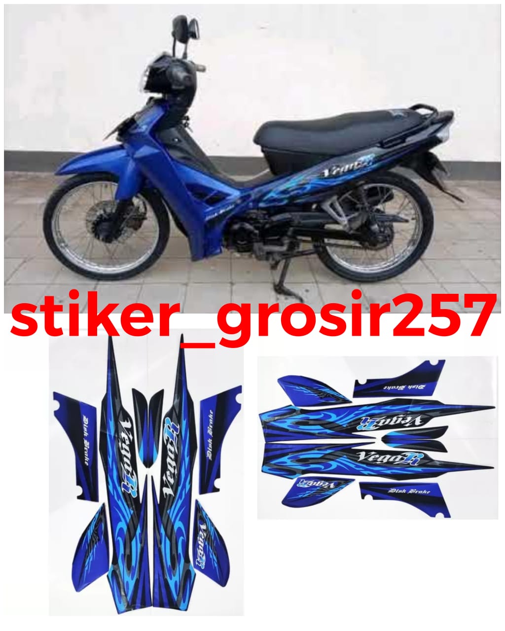 STIKER STRIPING LES LIS BODI MOTOR VEGA R NEW 2008 2009 HITAM BIRU ...