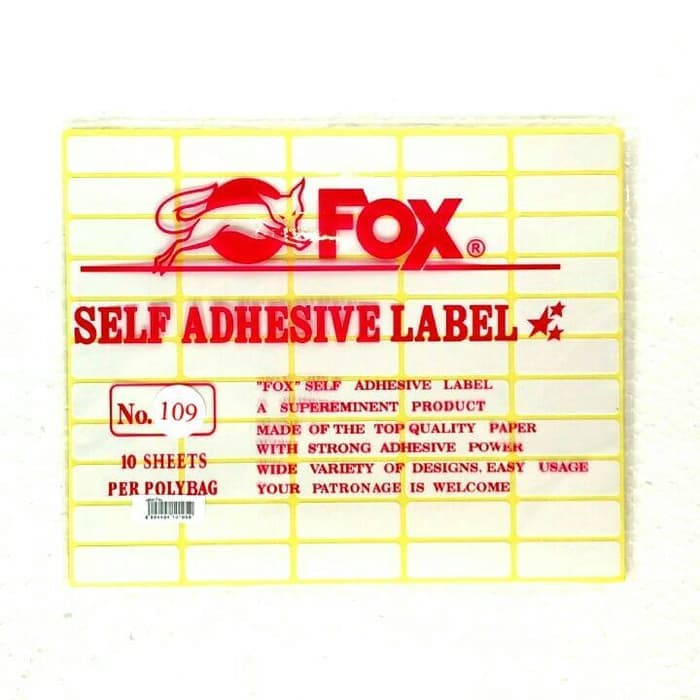 Label Fox Ukuran 101 Sampai 112 / Label Undangan / Sticker Nama ...