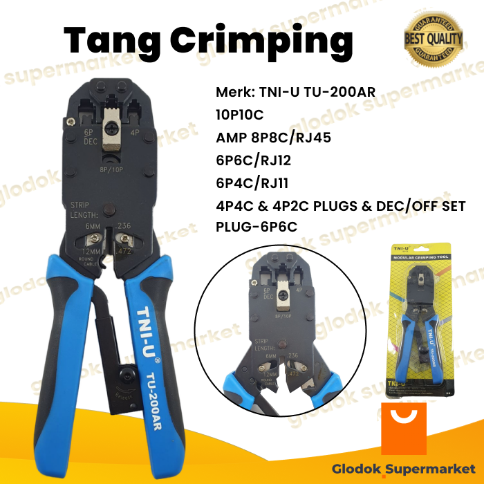 Tang Crimping Kabel Telepon RJ45 RJ12 RJ11 TNI-U TU-200AR Modular ...