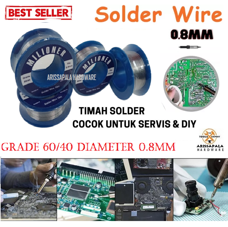 Timah Solder 10m Tenol Kawat Tinol Solder Wire 1 Roll 10 meter | Lazada ...