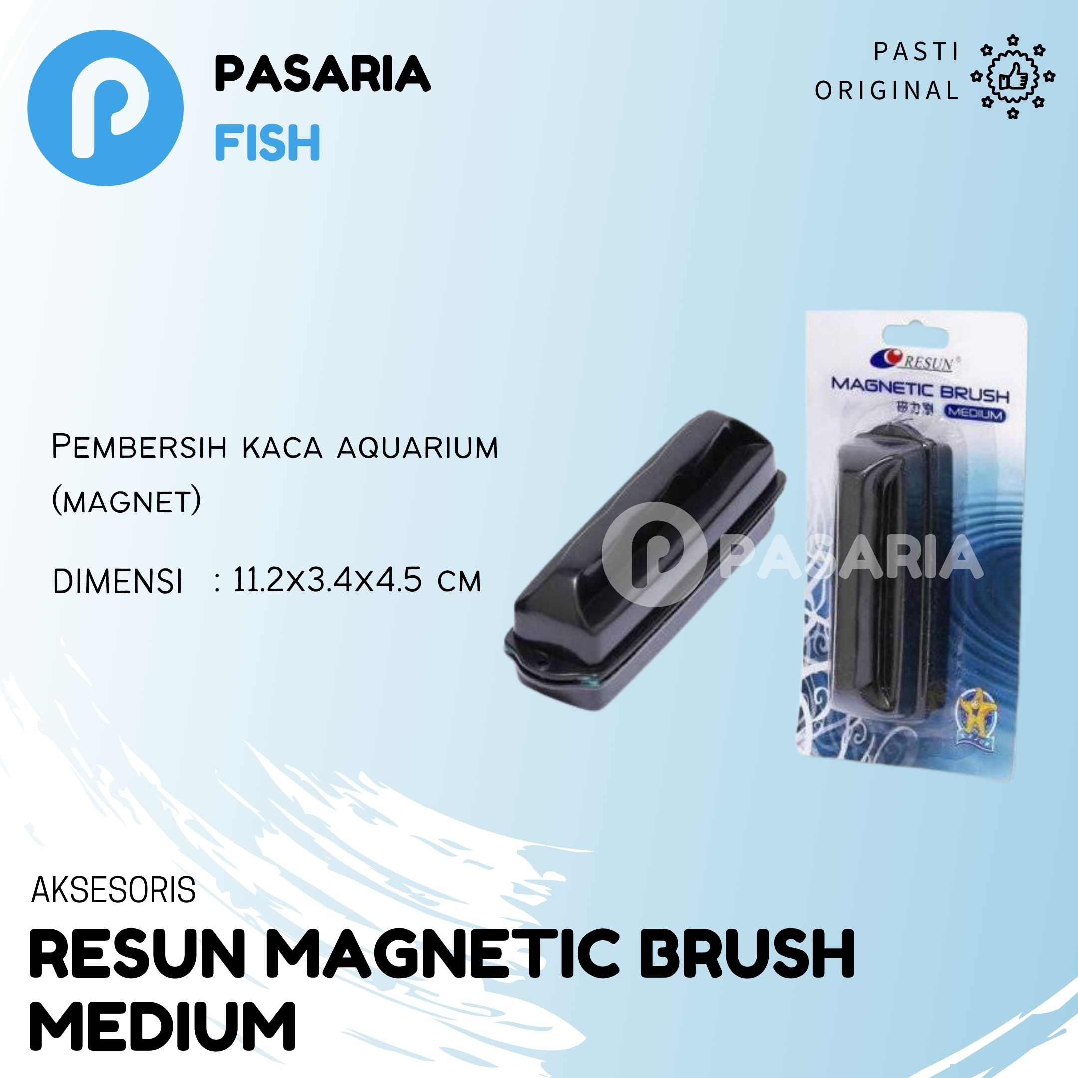 RESUN Magnetic Brush/Magnet Pembersih Kaca Aquarium Ukuran Sedang ...