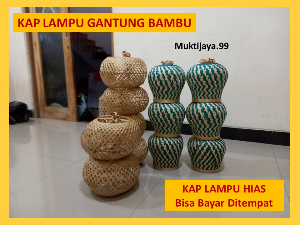 Kap Lampu Gantung Hias Dekorasi / Cap Lampu Anyaman Bambu Aesthetic ...