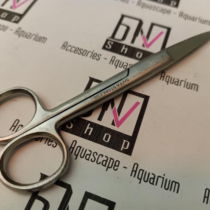 Gunting aquascape panjang Lurus 14cm Stainless Trimming plant scissors ...