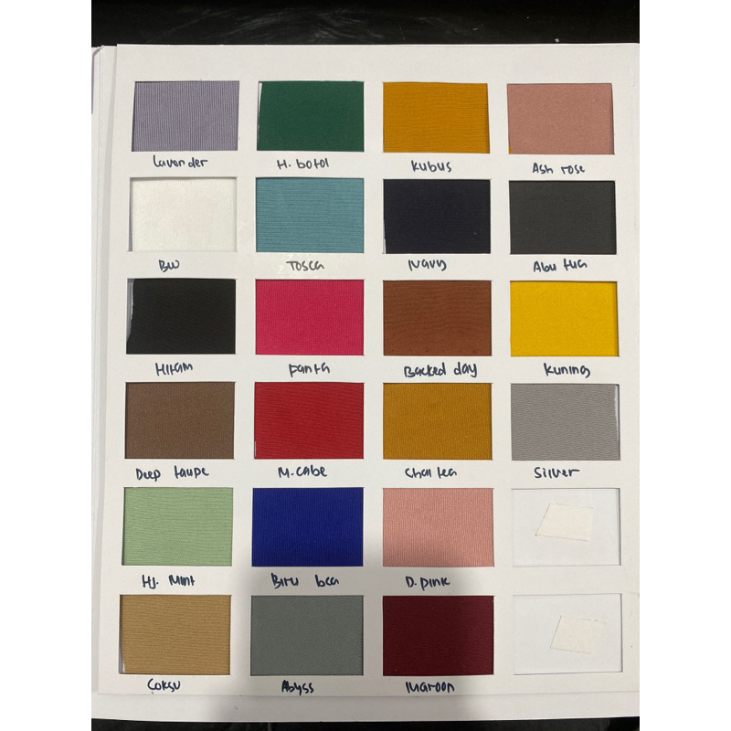 BUKU KATALOG WARNA BAHAN SCUBA FREE KATALOG WARNA BAHAN BABY TERRY DAN ...