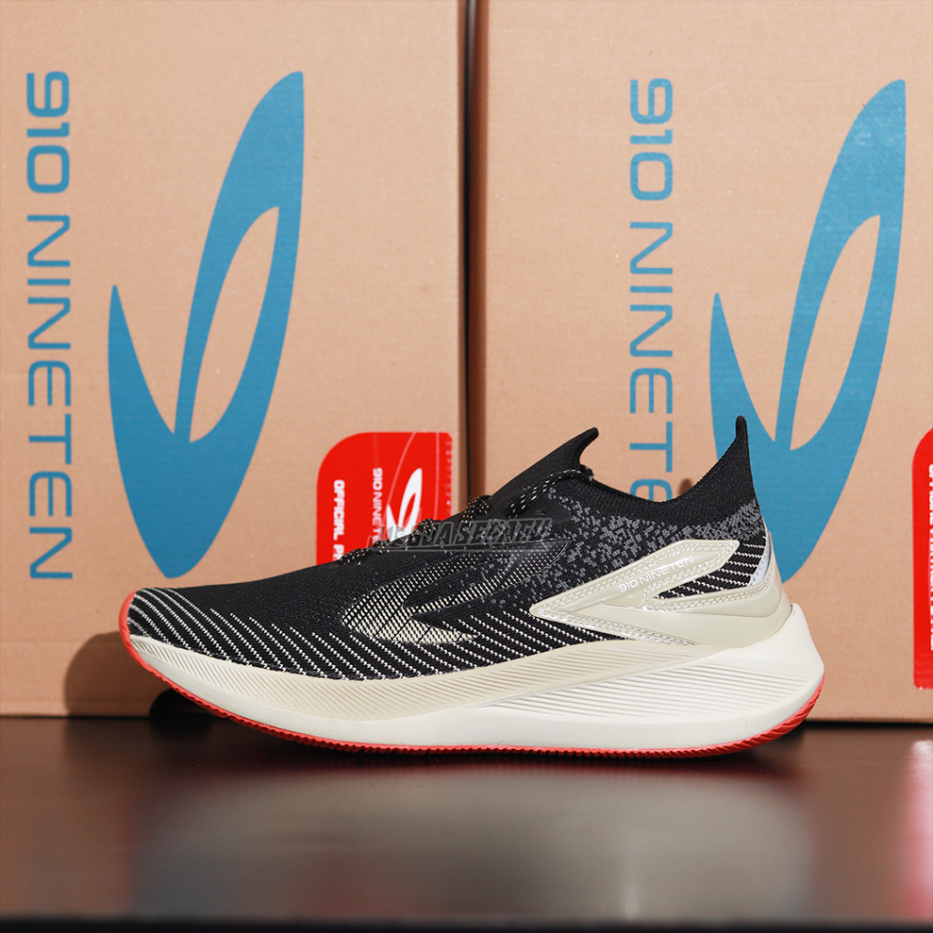 910 Nineten Sepatu Running Haze Infiknit - Hitam/Cream/Orange | Lazada ...