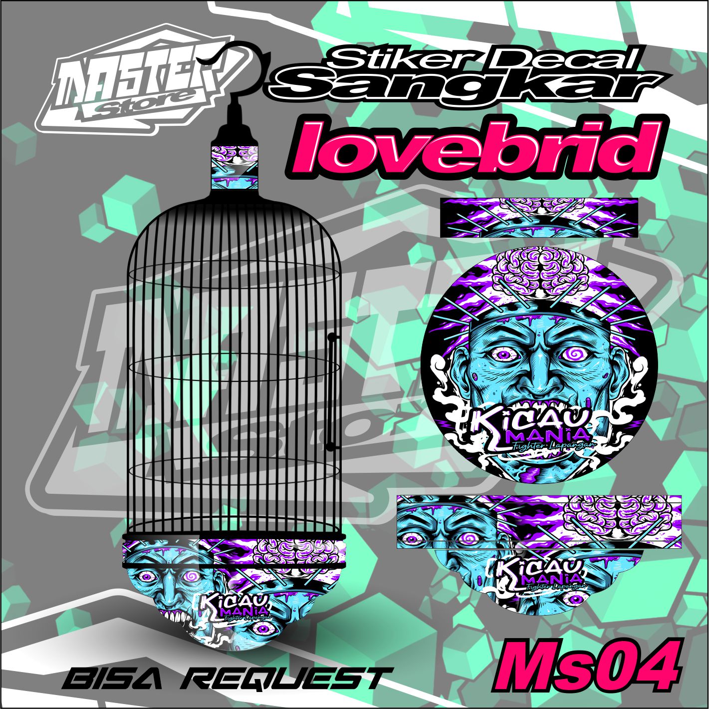 Stiker Decal sangkar Burung Lovebird Decal Tebok Love Bird Kandang ...
