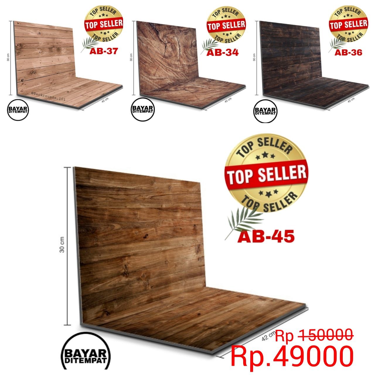 Alas Foto Lipat kayu42 x 30cm / Background Foto Produk/background ...