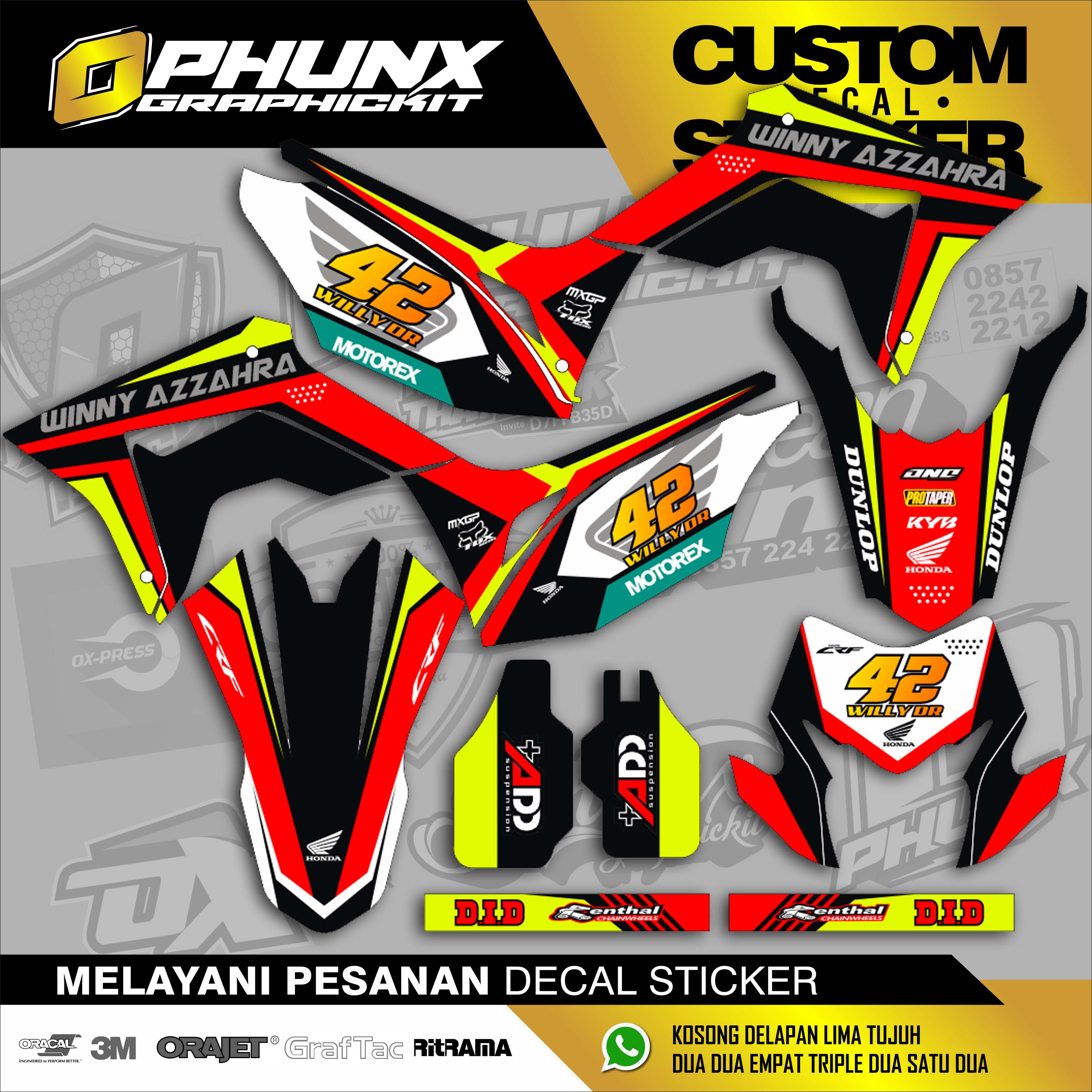 Stiker Decal Custom crf 150 L motocross sticker sticker variasi sticker ...