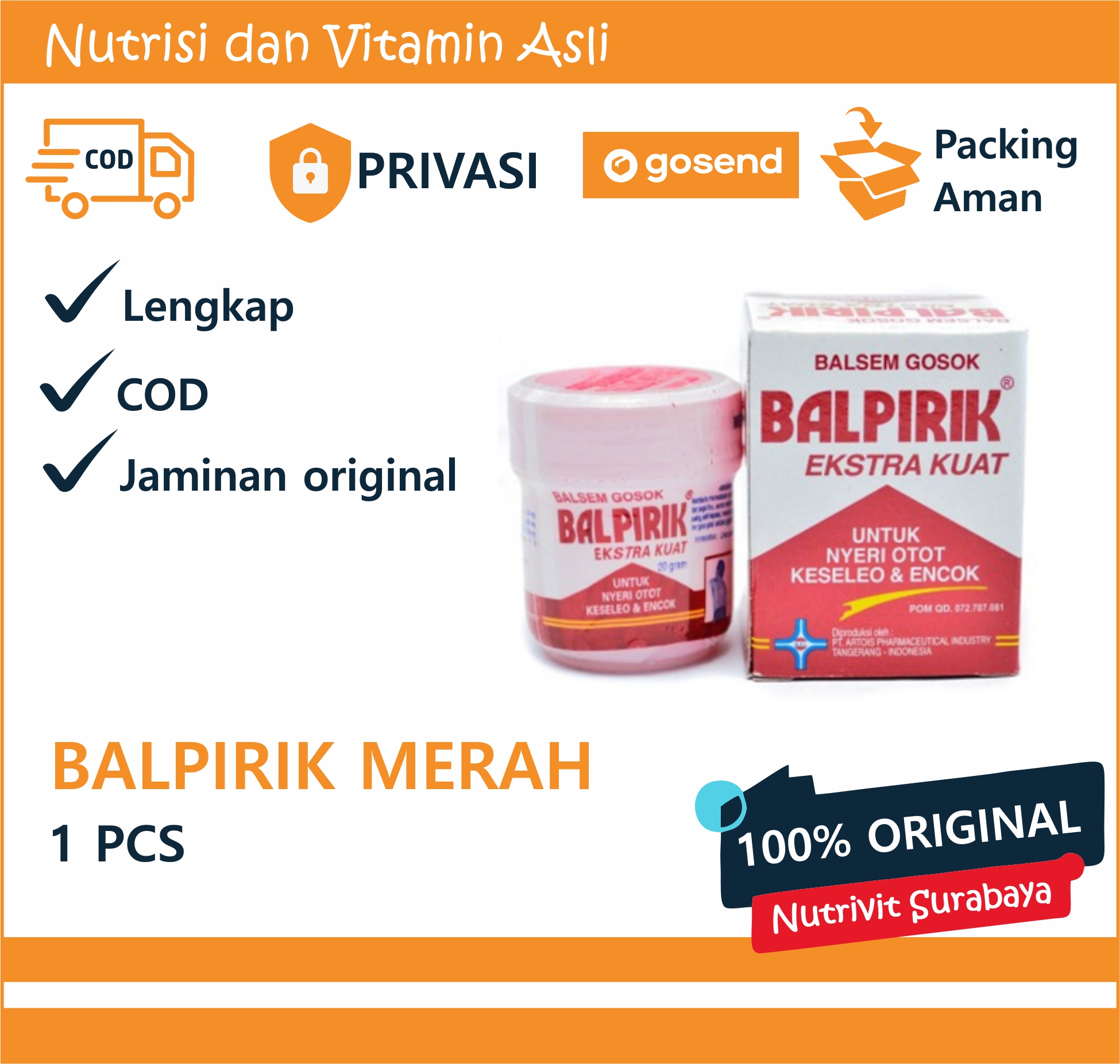 Balpirik Merah / Balpirik Extra Kuat Balsem Salep Krim Nyeri Otot ...