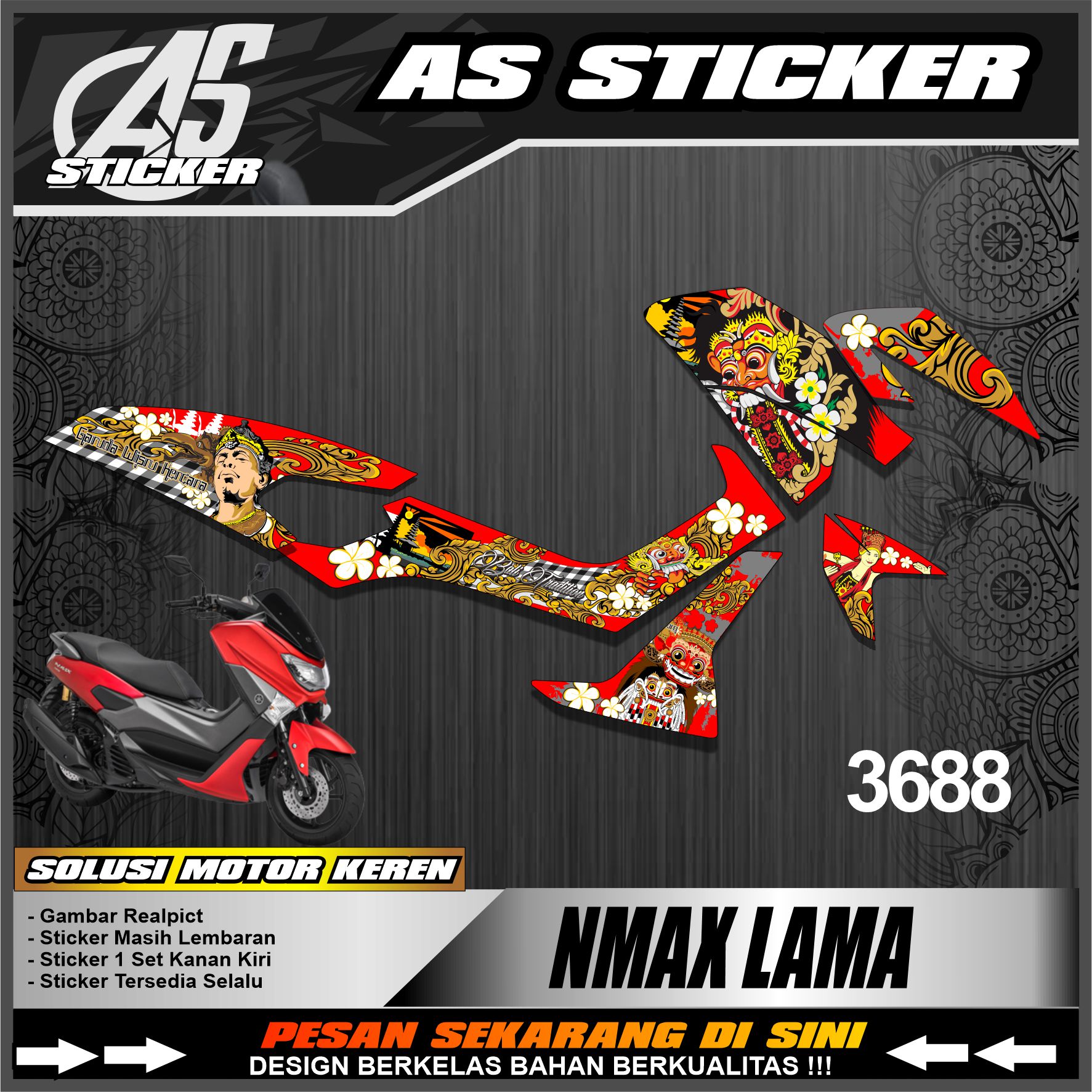 3688a Striping sticker Motor Yamaha Nmax Lama Semifull Variasi lis ...