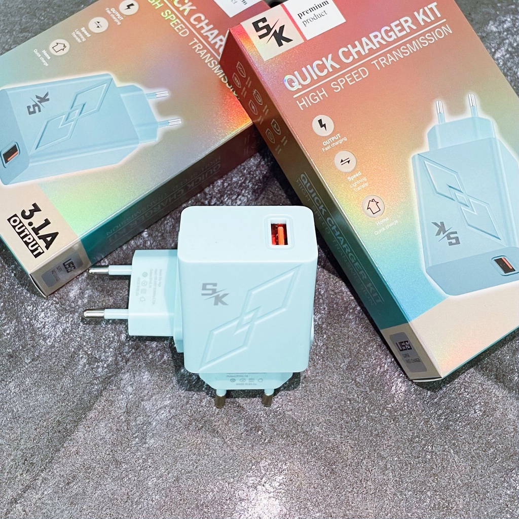 QTOP Charger 3.1A Macaron 18W Quick Travel Charger Colokan Micro USB ...