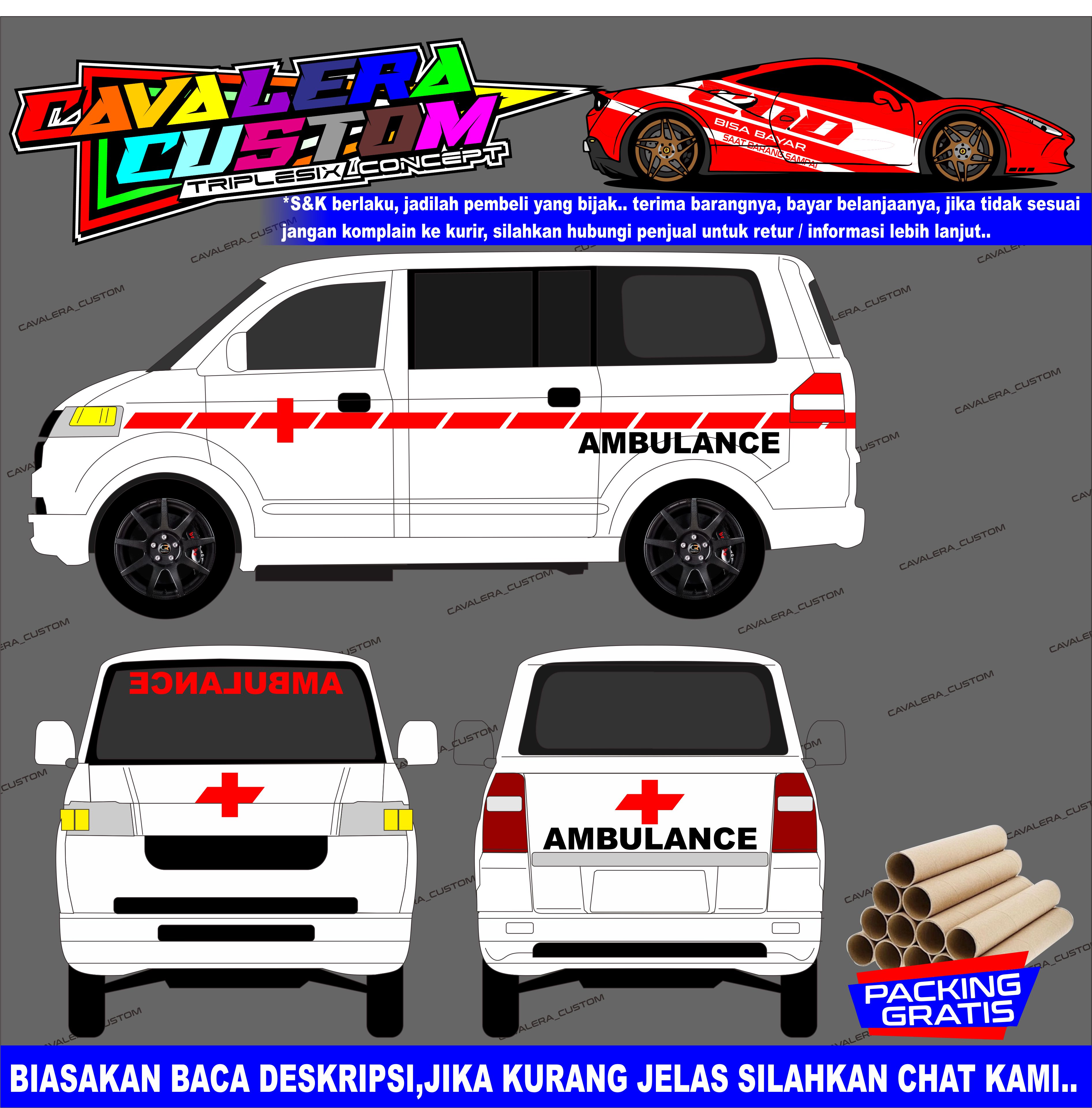 sticker ambulance bahan reflektiv isi paket 1 set paling murah se ...