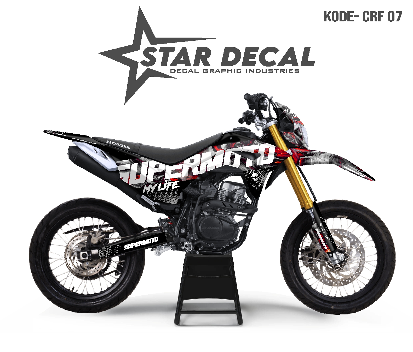 Sticker Decal CRF 150 L Full Body Hitam SUPERMOTO Simple elegan ...