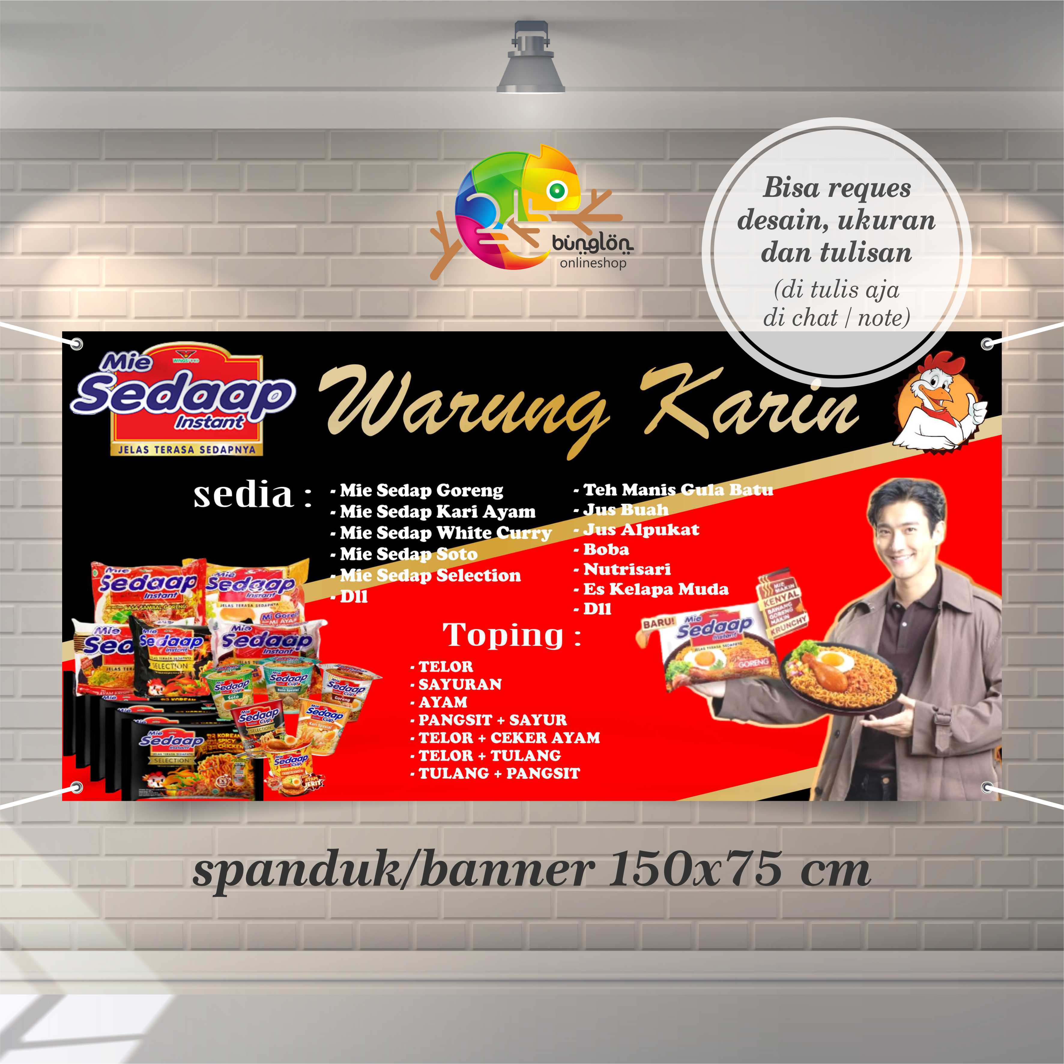 Spanduk Banner Warung Mie Sedap Bisa Custom Free Desain | Lazada Indonesia
