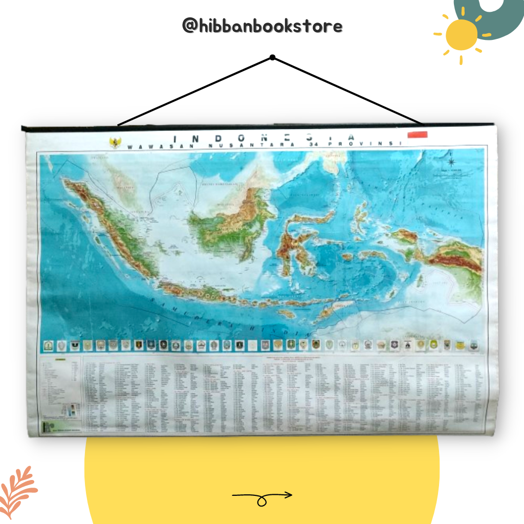 Peta Bingkai Indonesia Ukuran 148x98 Cm/Peta Dinding | Lazada Indonesia