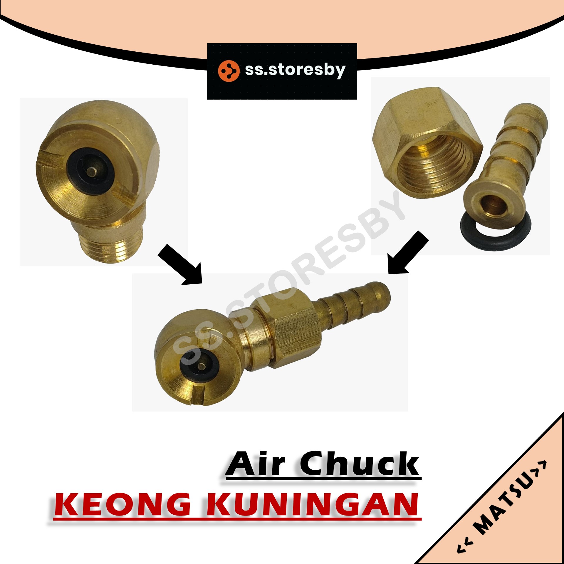 KUNINGAN ISIAN ANGIN BAN BULAT AIR CHUCK PENDEK MODEL KEONG AIR CUK ...