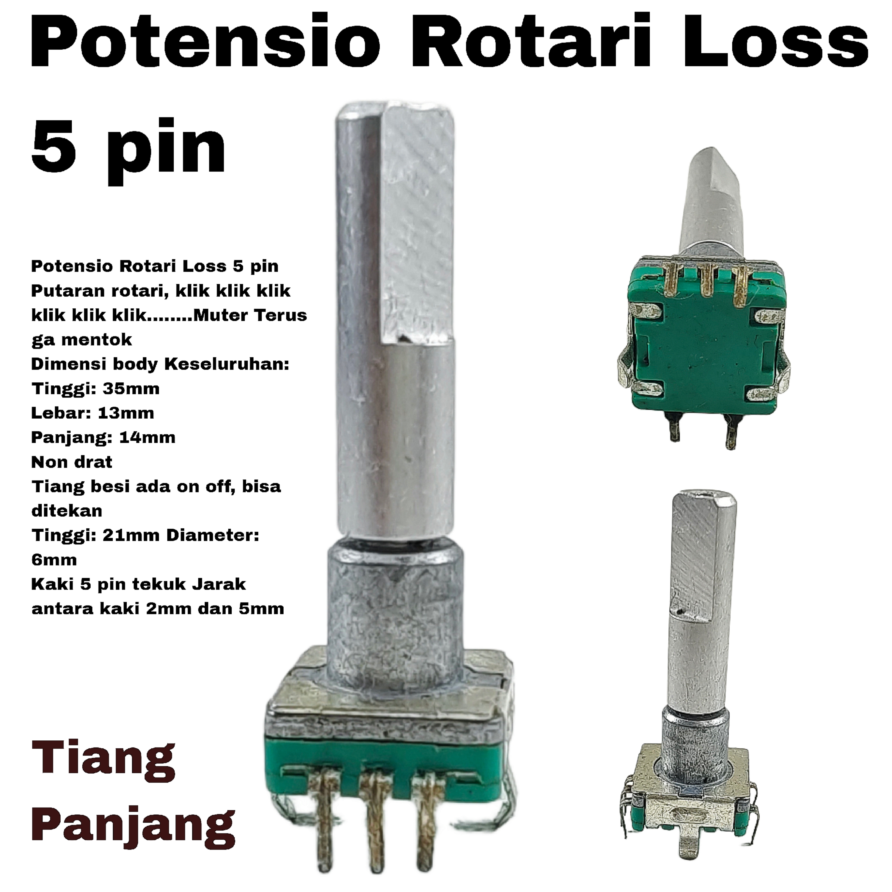 Potensio Rotari Loss 5 pin On Off Rotary Klik Digital Kaki 3-2 Tekuk ...