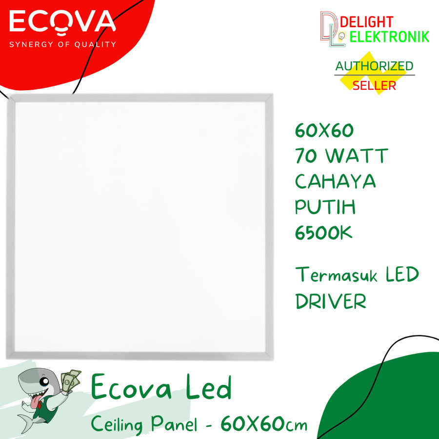 Lampu Downlight LED Panel LED ECOVA 70W Panel LED 60cm X 60cm plafon ...
