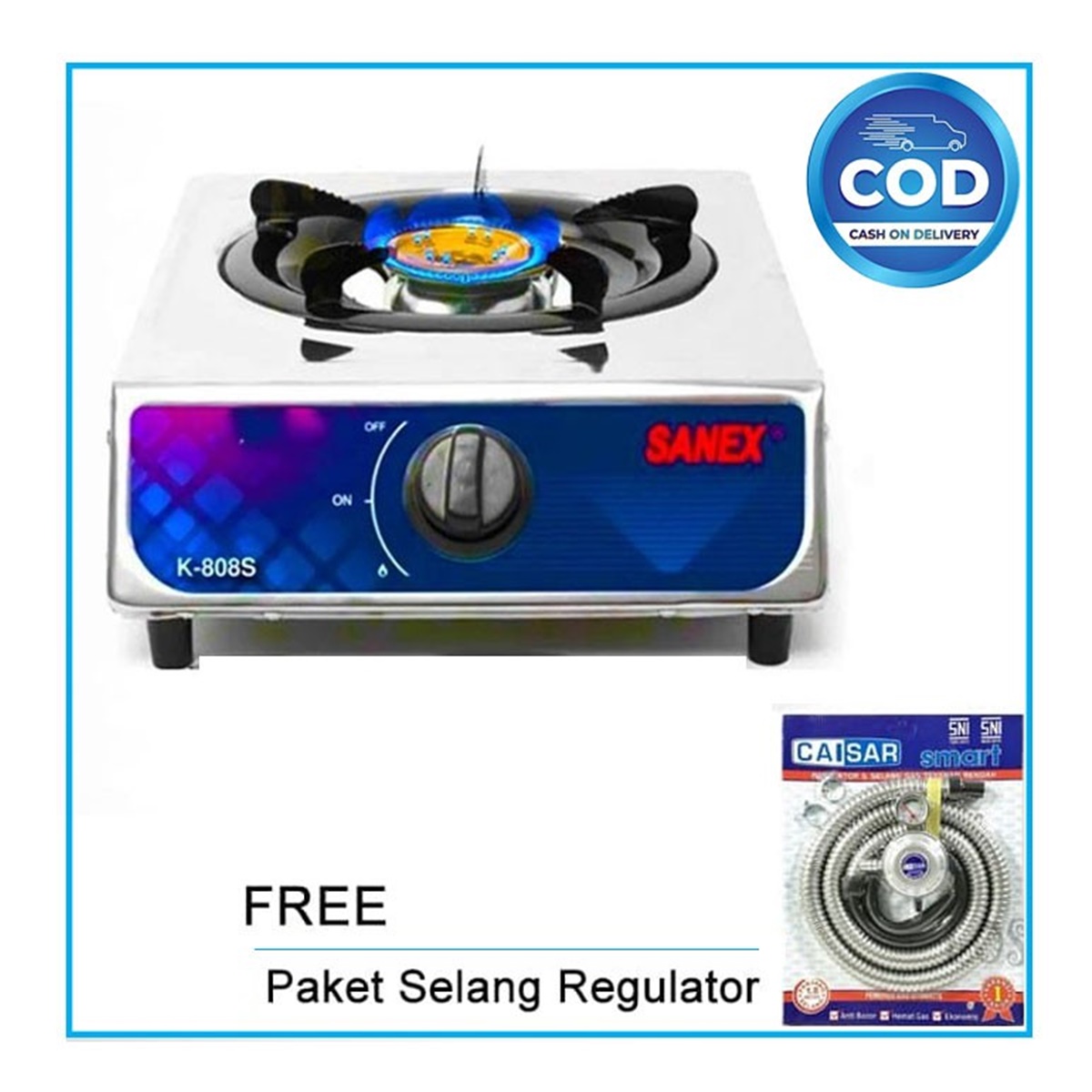 KOMPOR GAS SANEX K 808 S 1 TUNGKU + SELANG REGULATOR SNI | Lazada Indonesia