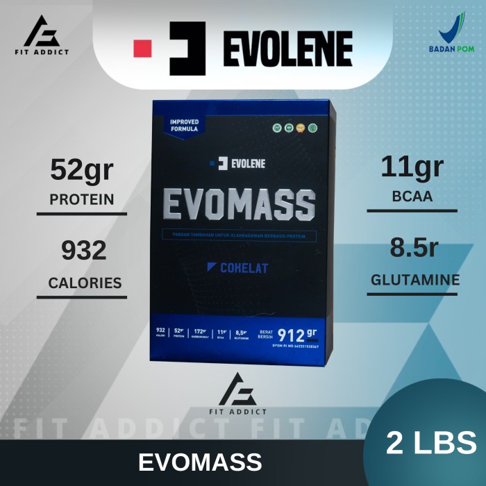 Evolene EvoMass Evo Mass Gainer 2 lbs 2 Lb 2Lbs 2Lb / 912 Gram 912gr ...