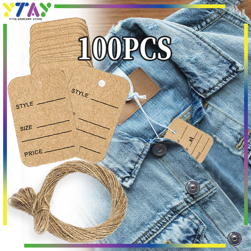 100pcs Hangtag Polos Kemasan Kraft + 20m Hang Tag Free Tali Label Baju ...