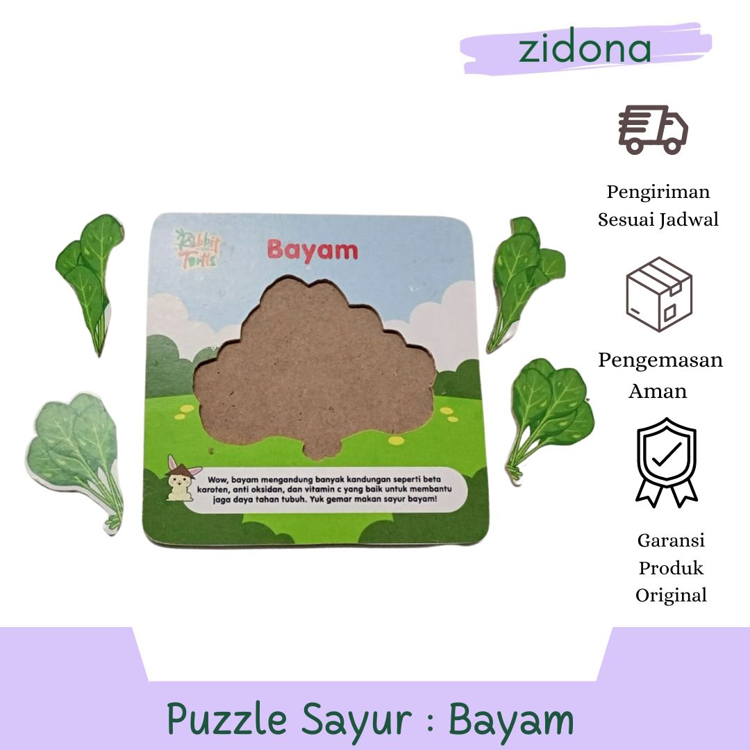 Puzzle Seri Sayur Bayam Rabbit & Turtle Bahan MDF | Lazada Indonesia