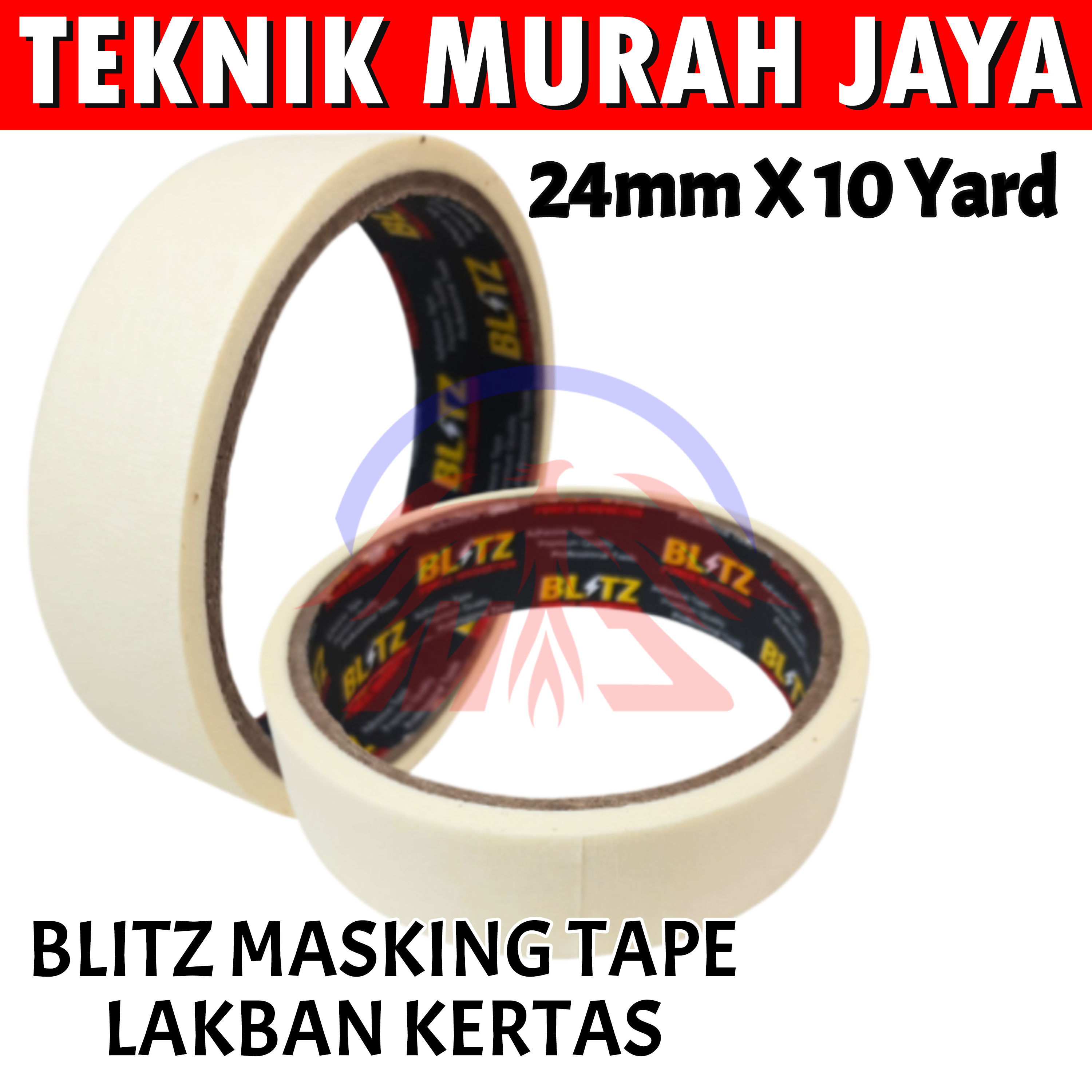 BLITZ Masking Tape Putih Lakban Kertas 24mm x 10 Yard | Lazada Indonesia