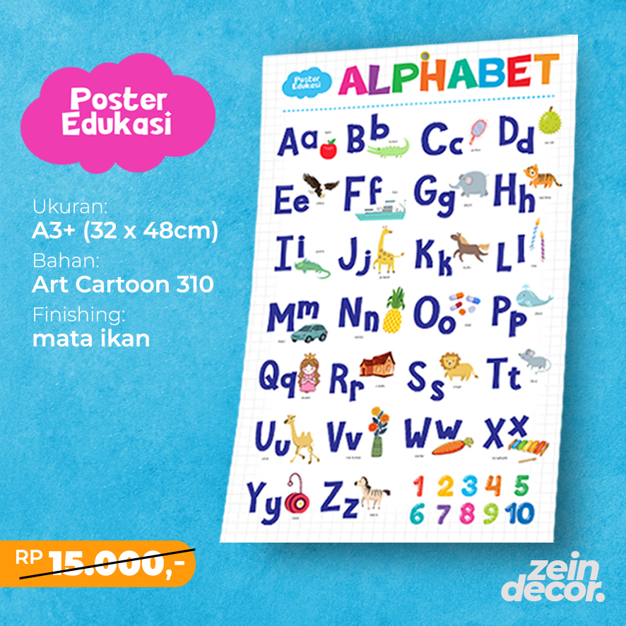 POSTER ALPHABET CONTRAST PUTIH | POSTER HURUF ALFABET ABC | POSTER ...