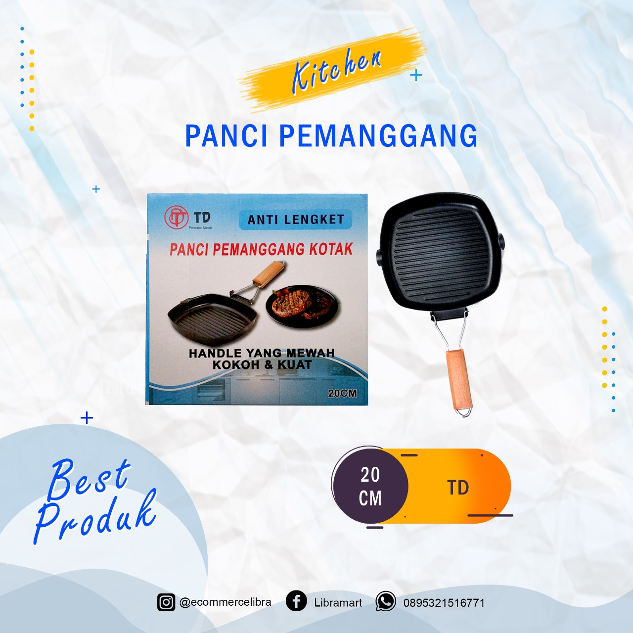 Panci Panggangan Kotak SQUARE GRILL TD / MEWAH ANTI LENGKET 20cm ...
