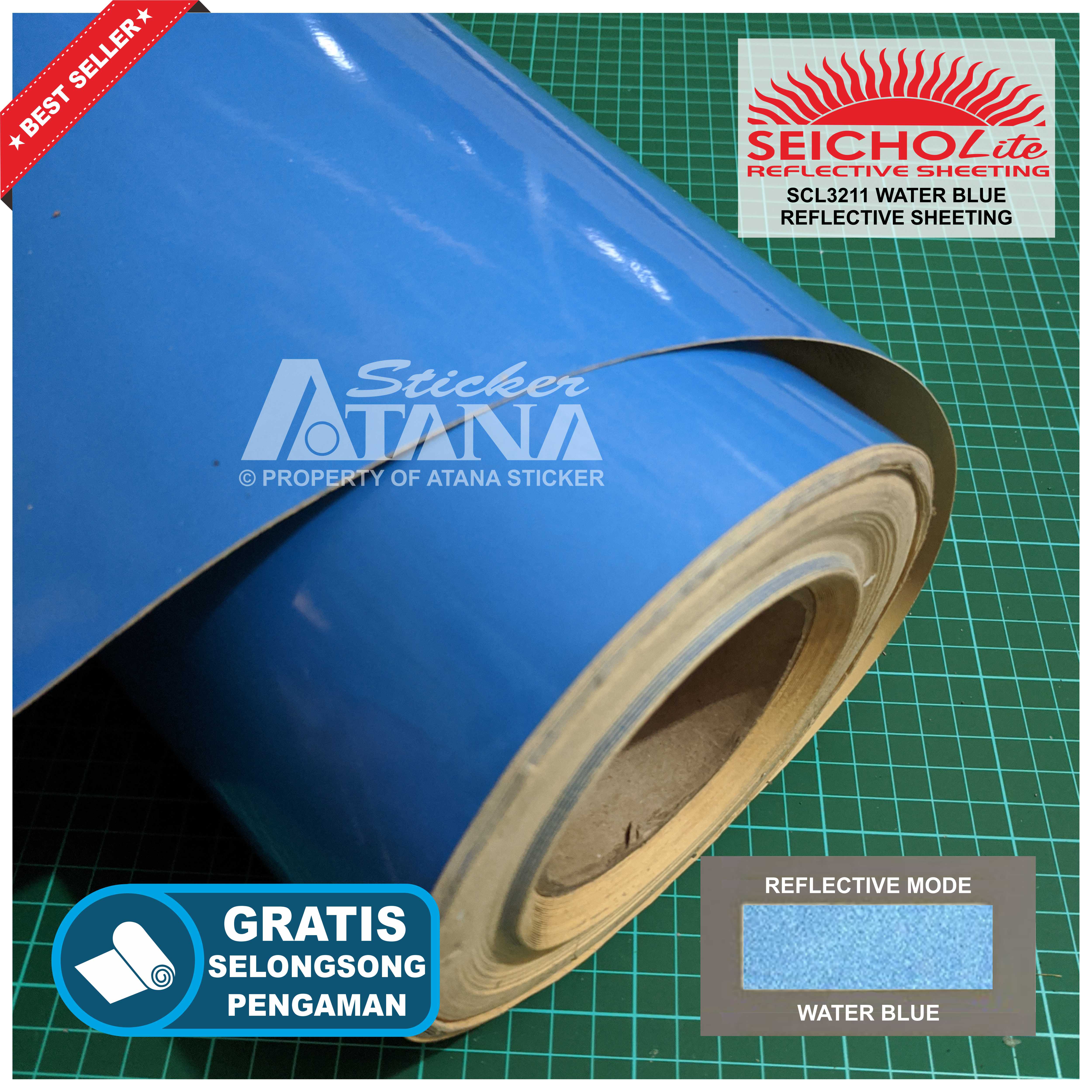 Bahan Stiker Cutting Biru Skotlet Reflektif Fosfor Blue Seicholite ...