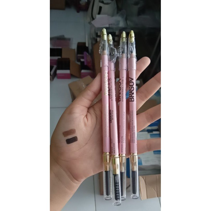 BRASOV Pensil Alis Type A 3In1 BPOM COMBO 12 Pcs Eyebrow Pencil Dengan ...