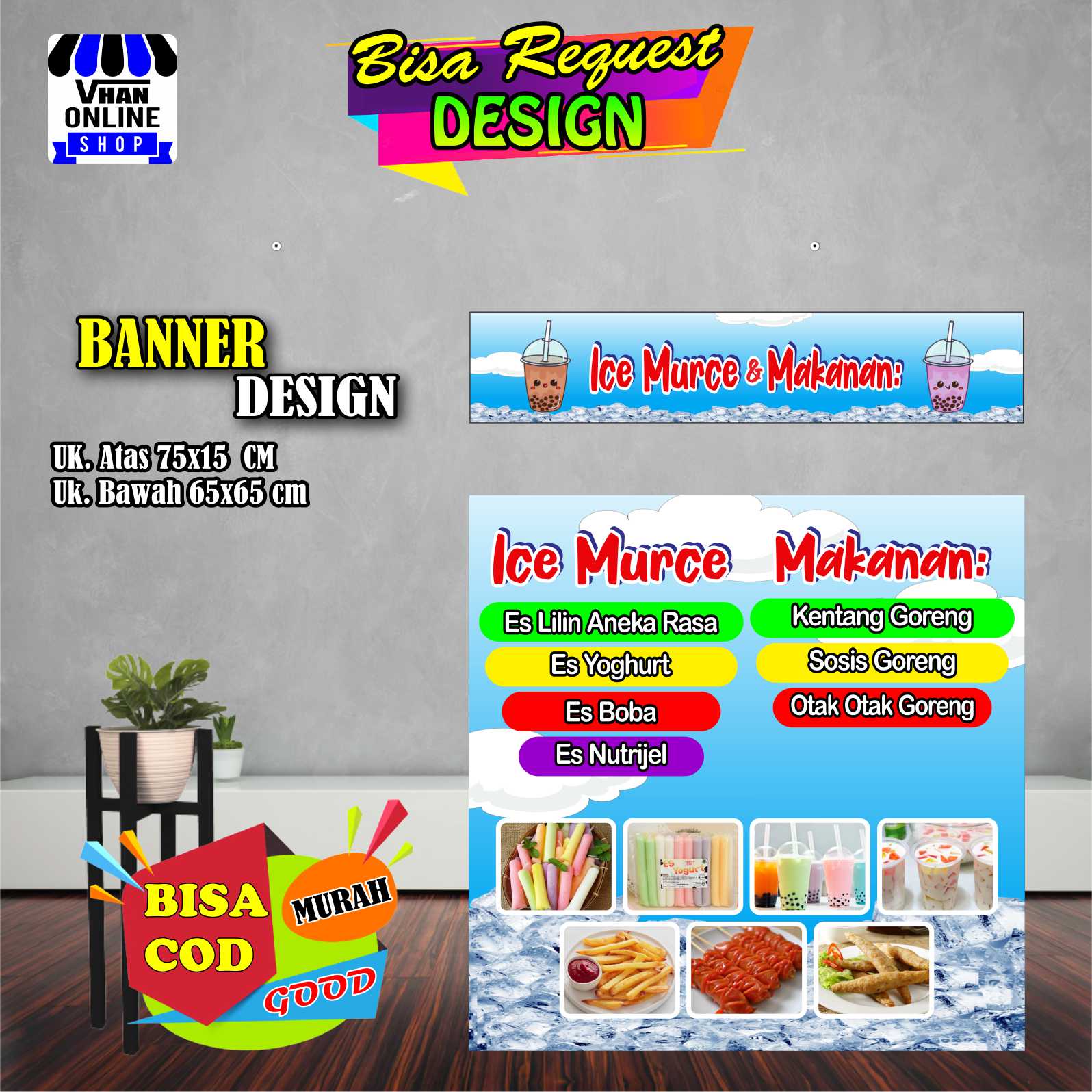 Spanduk Banner Warung Makanan Dan Minuman, Jualan Jajana, Model Both ...