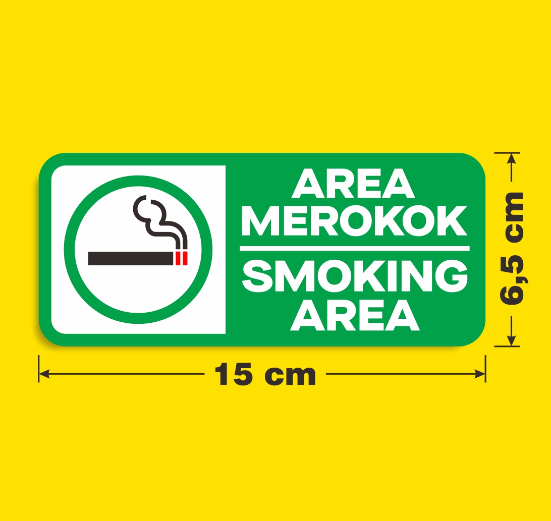 Sticker Sign Vinyl Stiker Area Merokok Smoking Area 6,5 x 15 cm ...