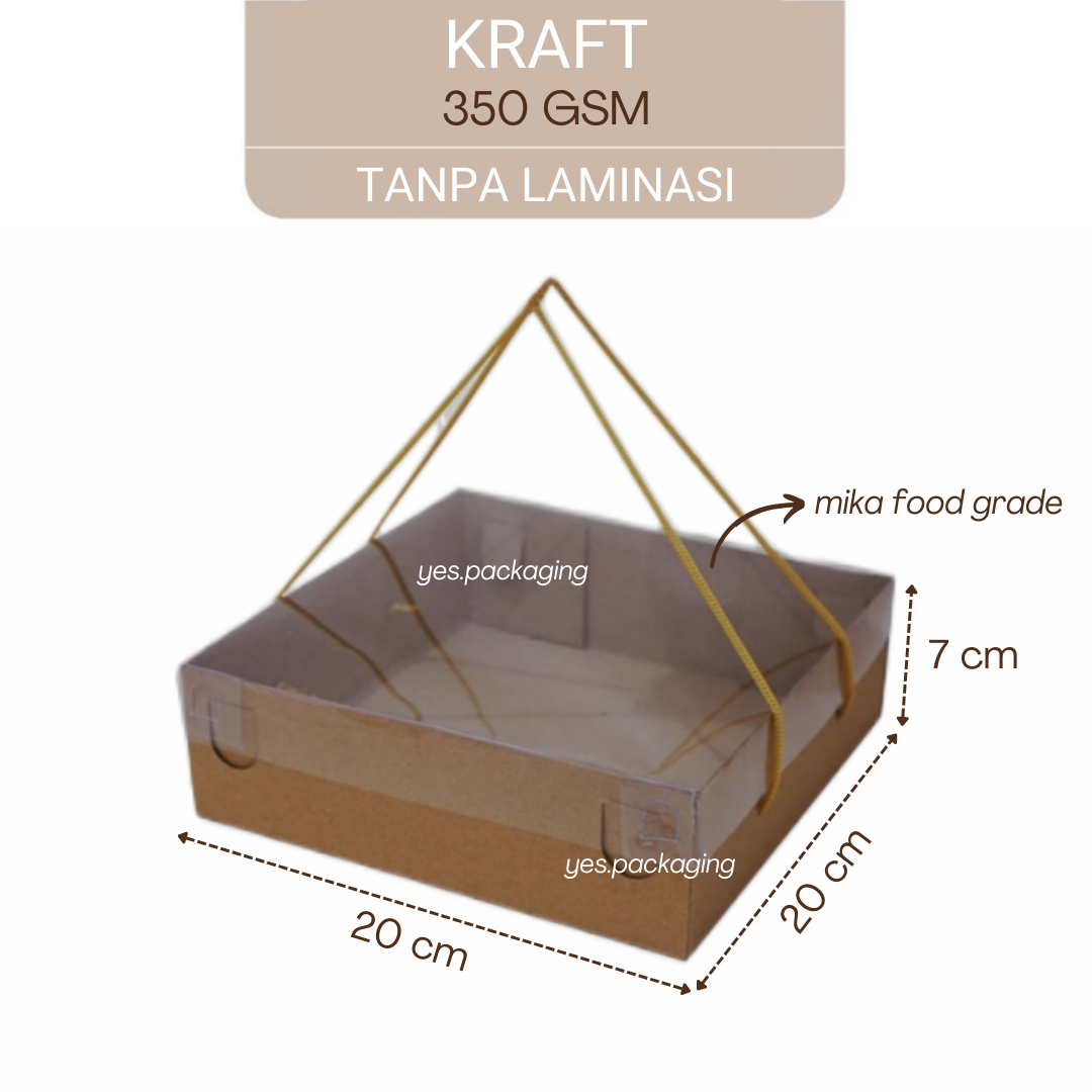 [20x20x7cm] KRAFT MIKA TALI Box Dos Dus Kotak Kemasan Cake Kue Nasi ...