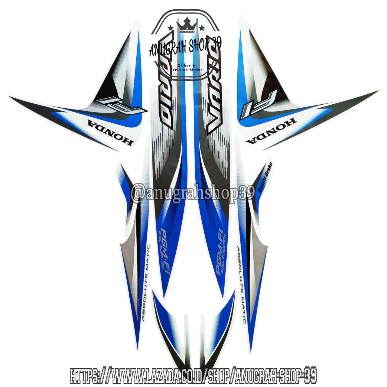 STRIPING HONDA VARIO 110CC TAHUN 2014 WARNA PUTIH BIRU, LIS STIKER ...