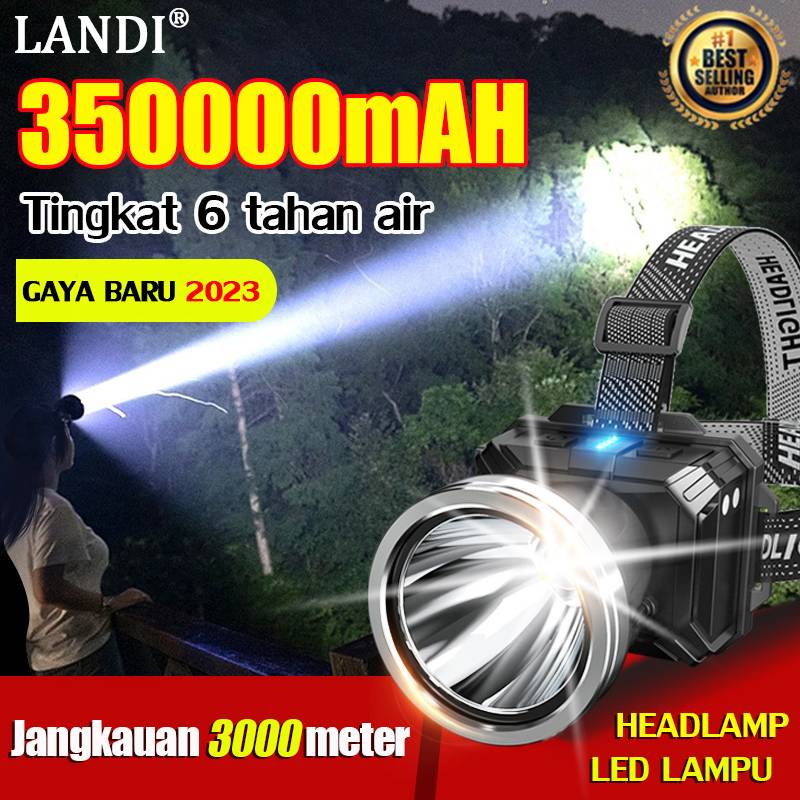 【Promo Ramadan!】 LANDI Senter tahan lama 50 jam Senter kepala super terang Senter led super ...