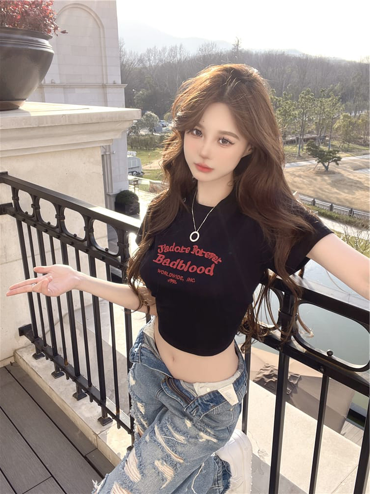 Ev Collection - BISA COD | Baju Crop Top Remaja BADBLOOD Cotton Combad ...