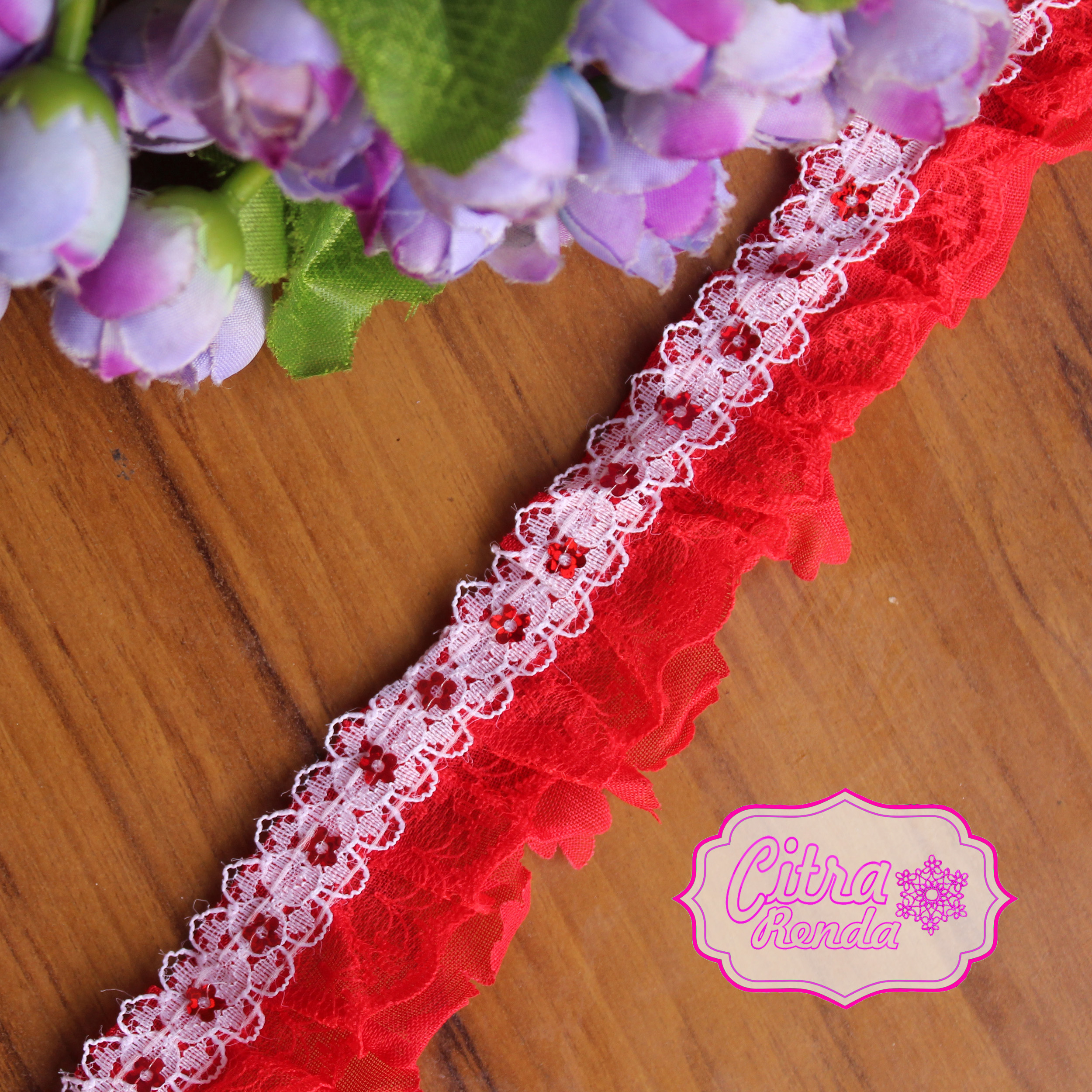 (Per Pcs) RDA102G Renda / Pinggiran Baju Motif Cantik Dengan Pita dan ...