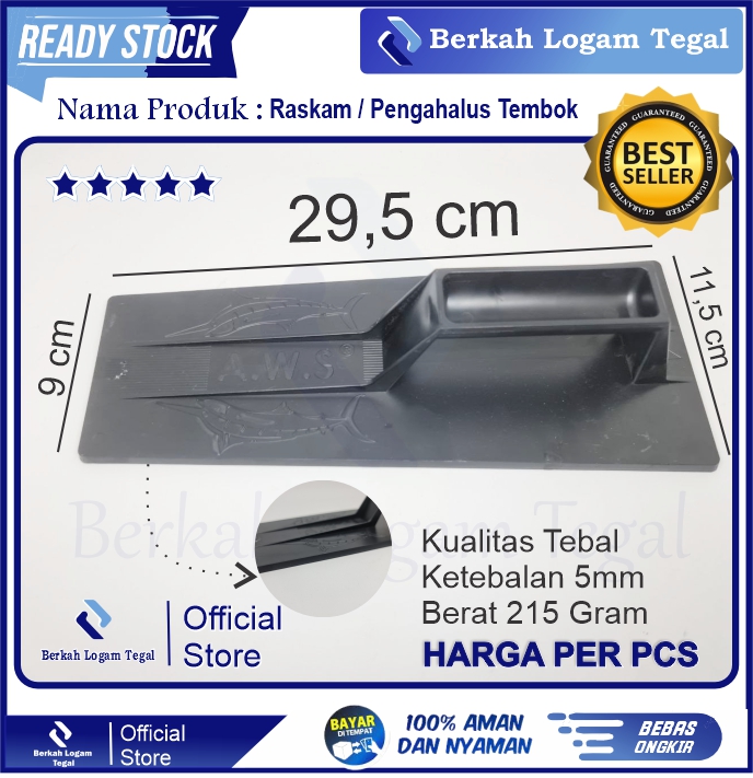 Roskam Hitam PVC Alat Acian Plester Tembok Super Tebal | Lazada Indonesia
