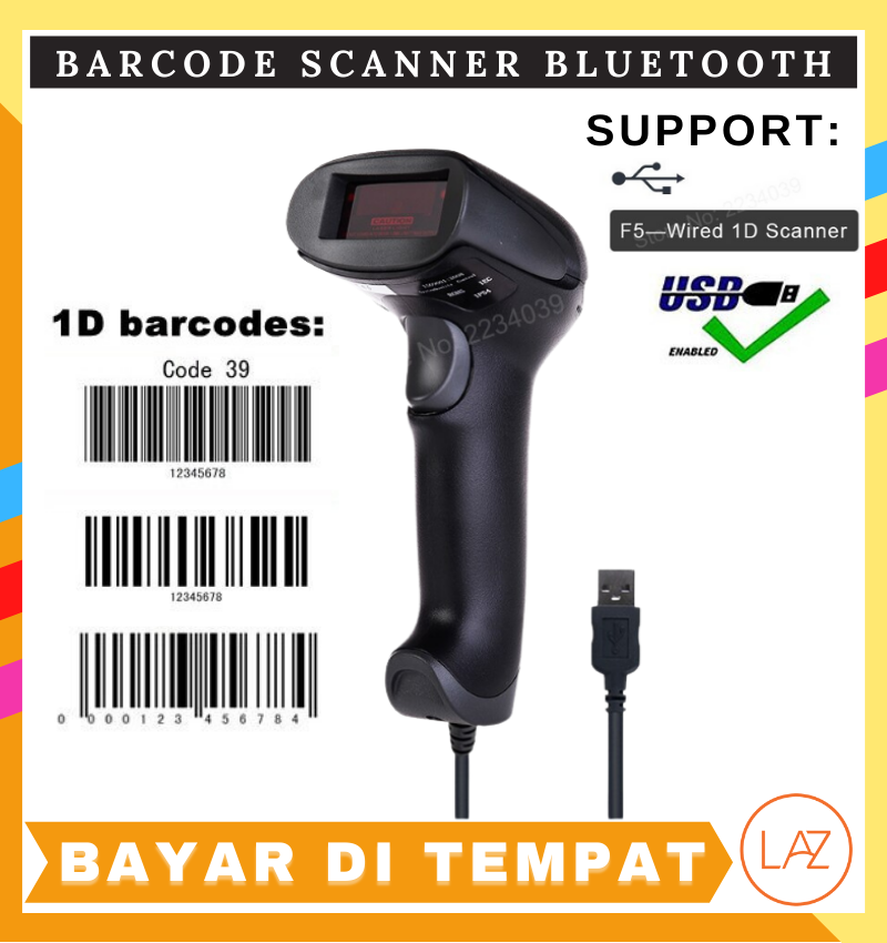 Bergaransi Cod Scanner Barcode 1d Usb F5 Barcode Scanner Auto