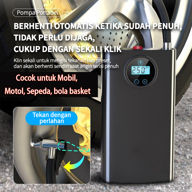 Pompa Ban motor dan mobil Pompa Angin Ban Electric Portable Pompa Ban ...