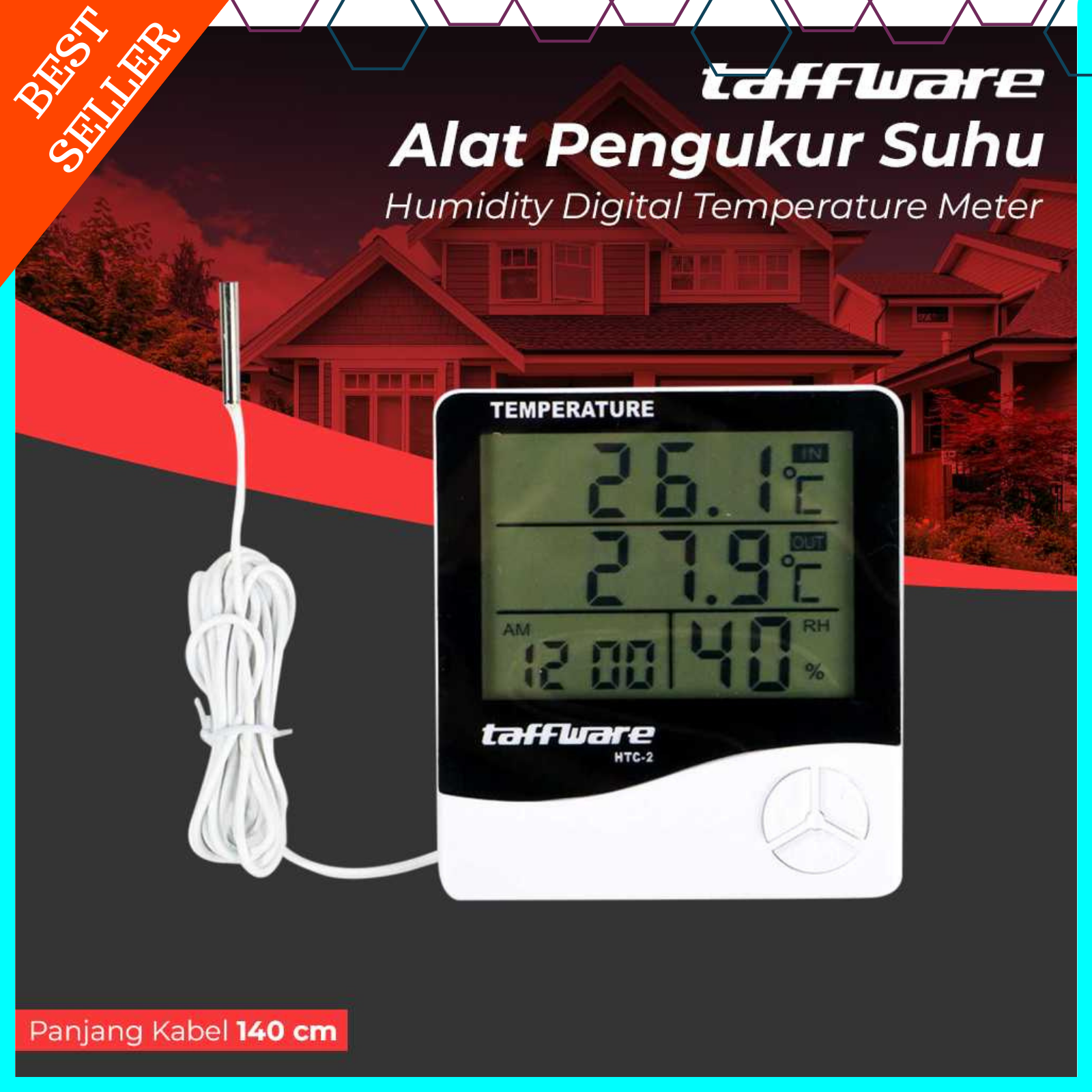 Alat Pengukur Suhu Humidity Digital Temperature Meter Clock / alat ...