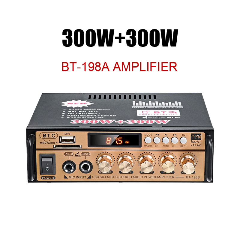 600W Power Amplifier Wireless Karaoke Fleco Bt-198a/199a Amplifier ...
