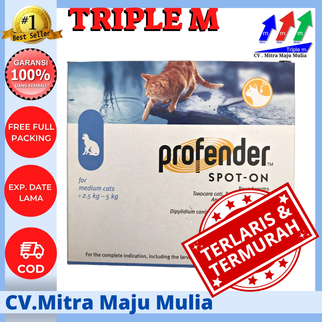 PROFENDER CAT SPOT ON medium 2.5-5kg TRIPLE M - OBAT CACING KUCING ...