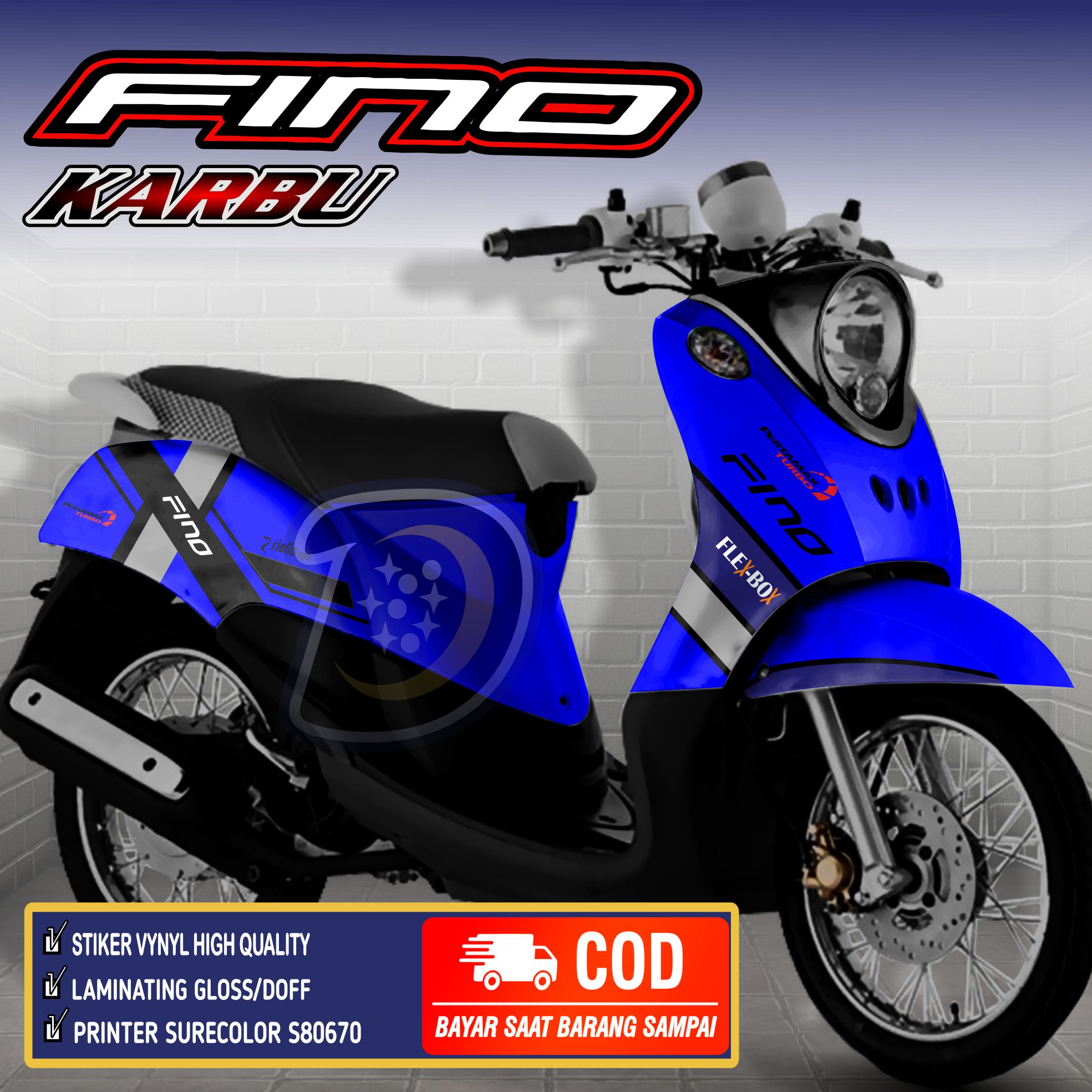 Stiker Motor Fino Karbu Striping Yamaha Fino Karbu Decal Fino Karbu ...