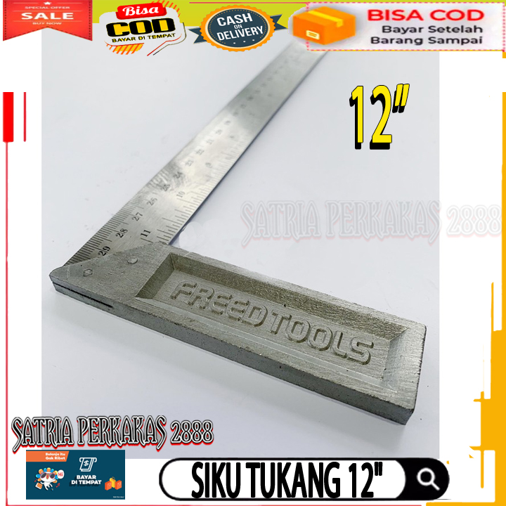 (COD) ALAT SIKU METER 30CM / SIKU TUKANG / SIKON 12 INCH WATERPAS/SIKU ...
